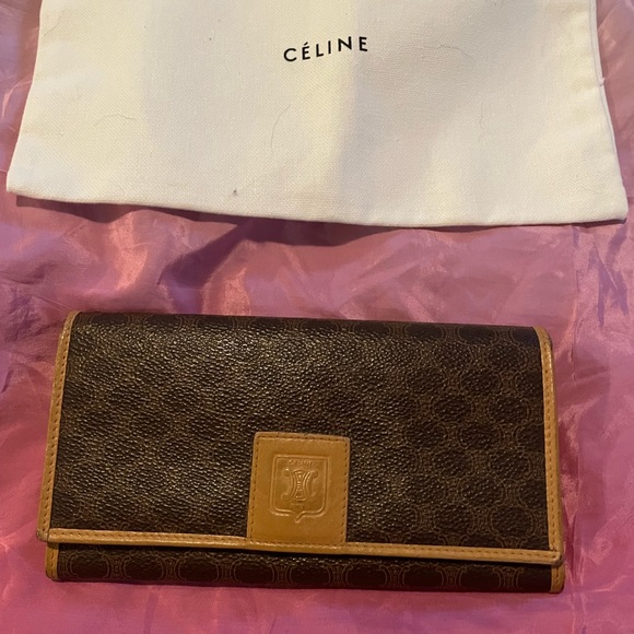 Celine | Bags | Vintage Celine Long Wallet With Kisslock Interior ...